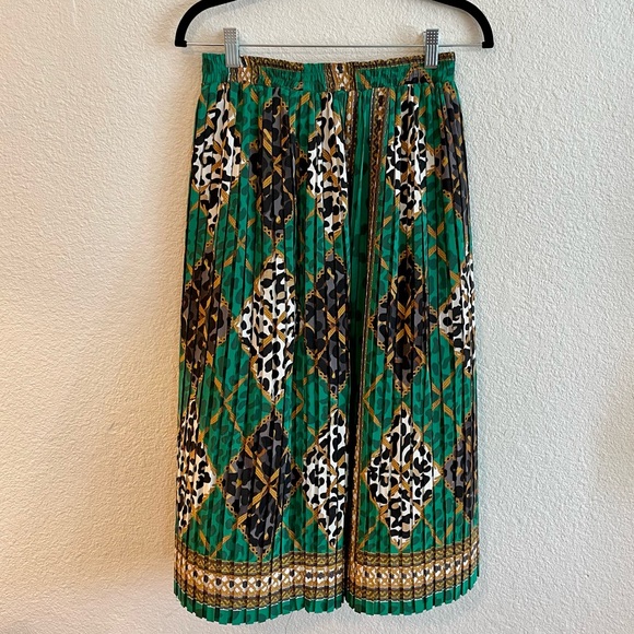 Vintage | Skirts | Vintage Howard Wolf Green Animal Print Pleated ...
